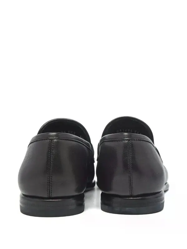 FERRAGAMO Round-toe Leather Loafers - Black