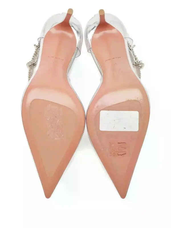 Amina Muaddi 100mm Crystal-embellished Ankle-strap Pumps