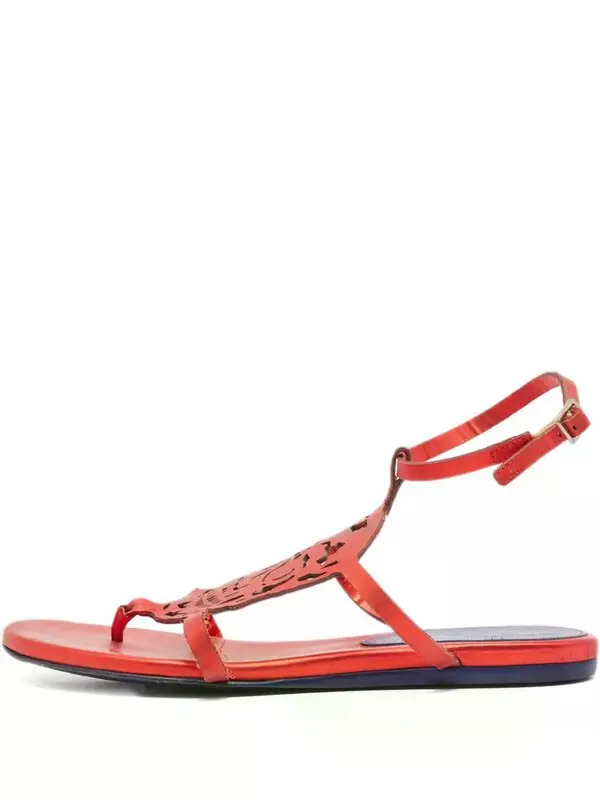 Alexander McQueen Skull Leather Flat Sandals