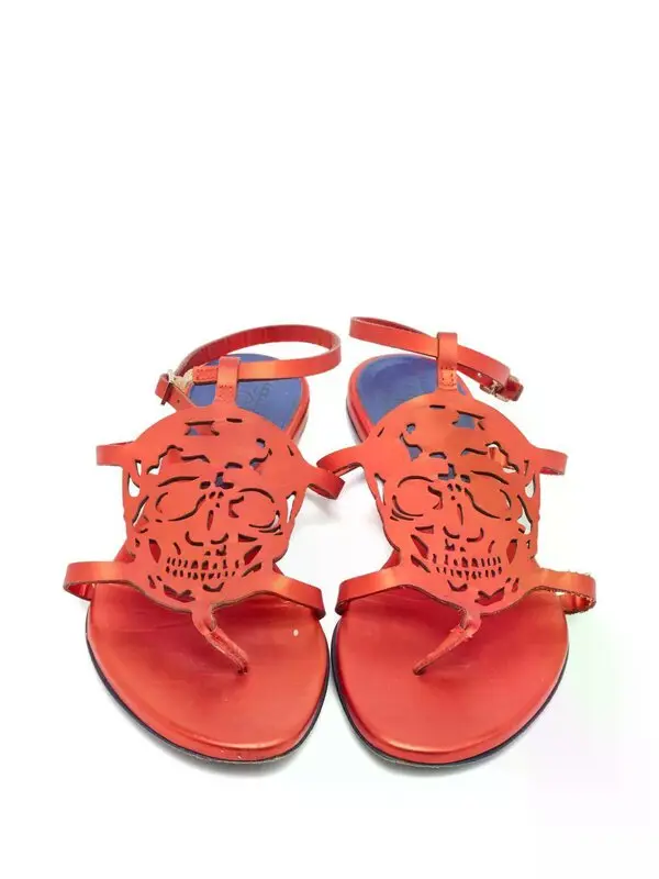 Alexander McQueen Skull Leather Flat Sandals