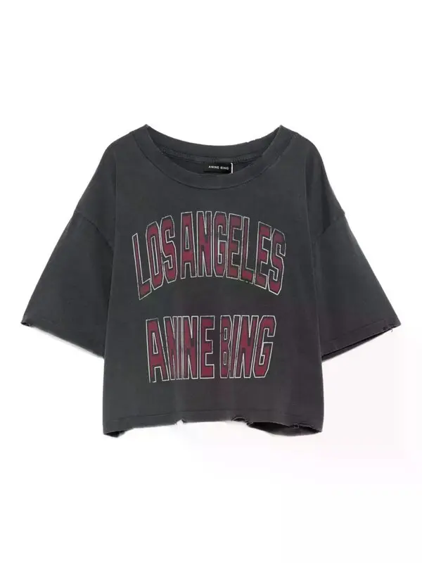 ANINE BING Graphic Cropped T-shirt - Grey