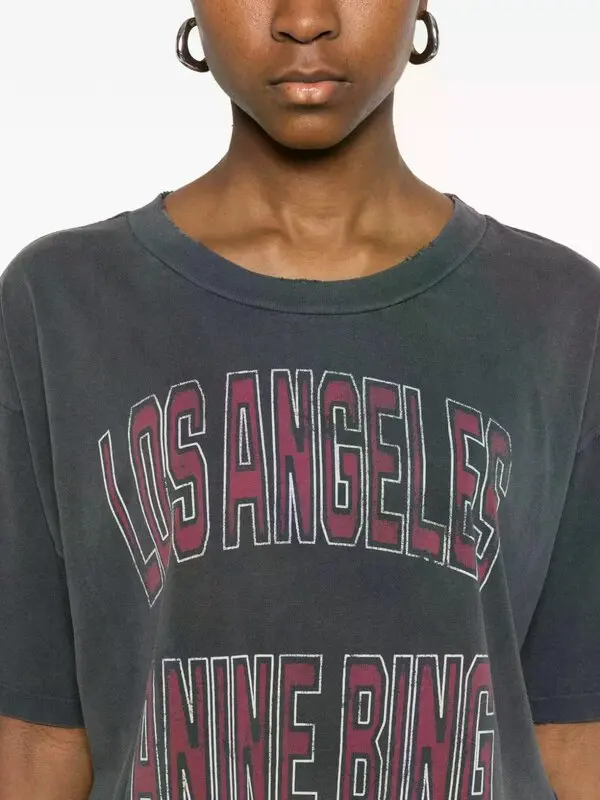 ANINE BING Graphic Cropped T-shirt - Grey