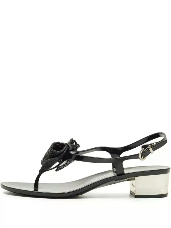 FERRAGAMO Ankle-strap Bow Sandals - Black