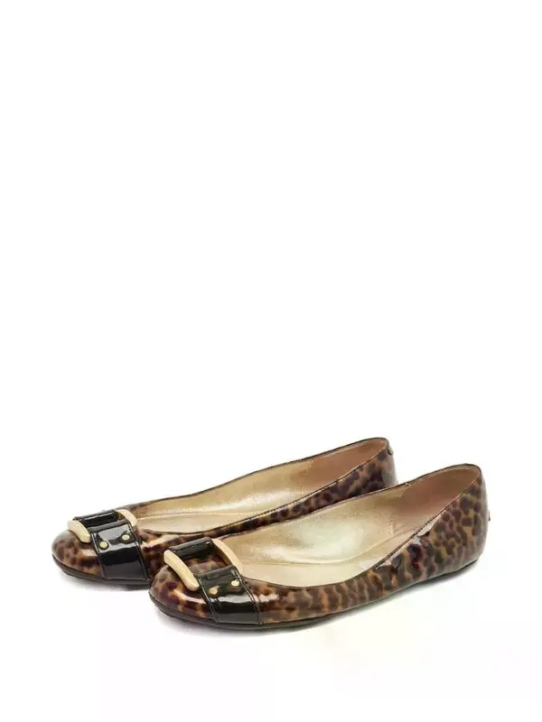 JIMMY CHOO Patent-leather Ballerina Shoes - Brown
