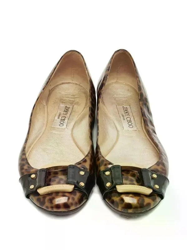 JIMMY CHOO Patent-leather Ballerina Shoes - Brown