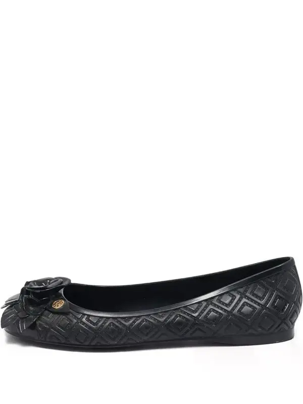 Tory Burch Floral-embellished Ballet Flats - Black