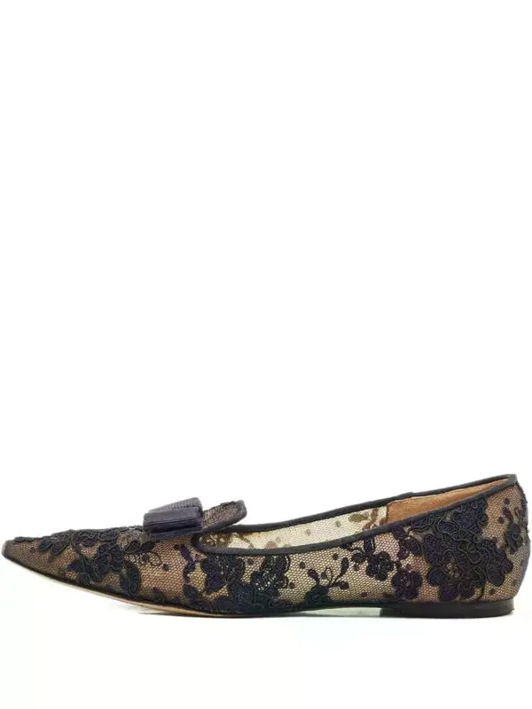 JIMMY CHOO Gala Lace Bow Ballerinas - Black