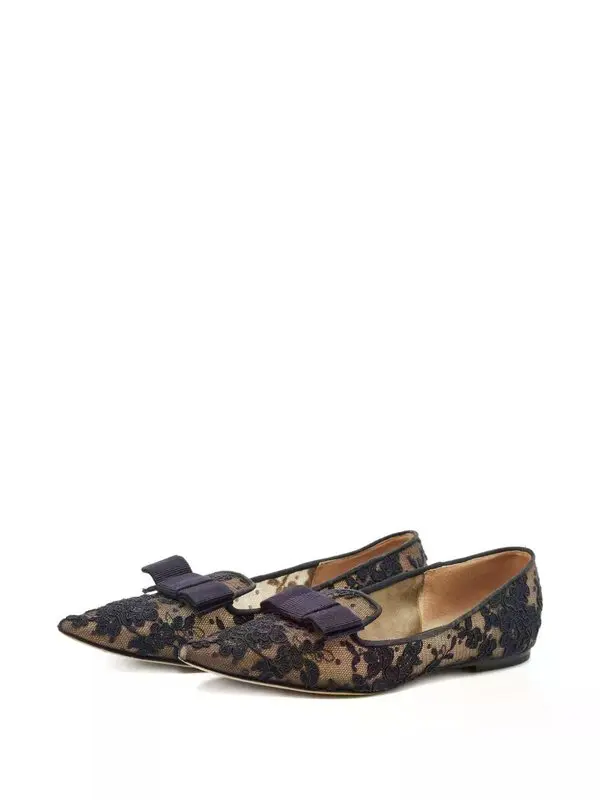 JIMMY CHOO Gala Lace Bow Ballerinas - Black
