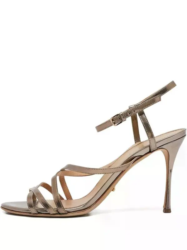 SERGIO ROSSI 95mm Leather Sandals - Gold