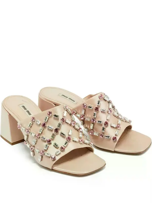 Miu Miu Crystal-embellished Sandals - Neutrals