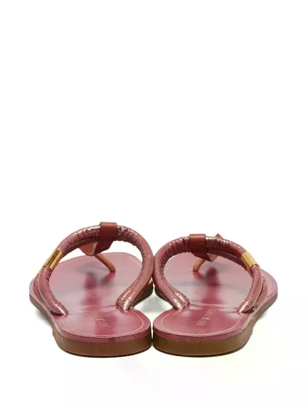 SERGIO ROSSI Leather T-strap Thong Sandals