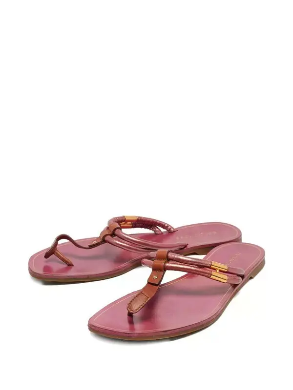 SERGIO ROSSI Leather T-strap Thong Sandals