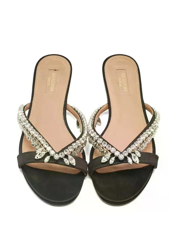 AQUAZZURA Crystal Embellished Flat Slides