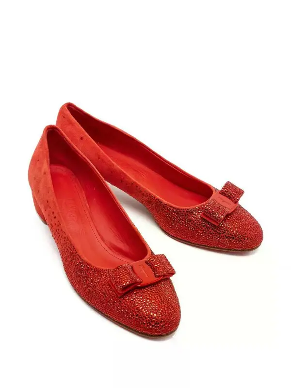 FERRAGAMO Rhinestone-embellished Pumps - Red