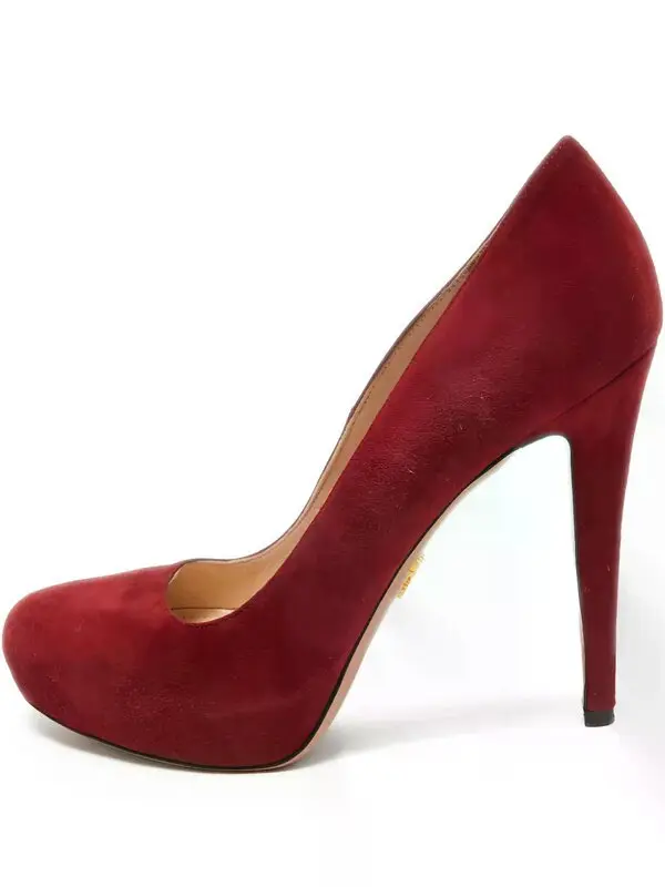 Prada Heeled Suede Pumps - Red