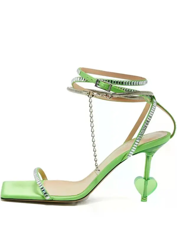 Mach & Mach 90mm Crystal-embellished Sandals - Green