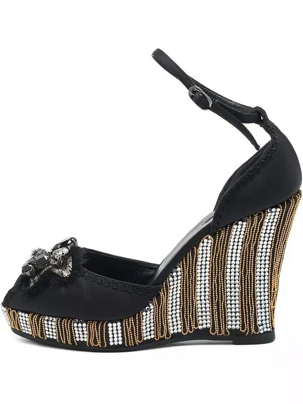 LE SILLA 105mm Crystal-embellished Wedge Sandals