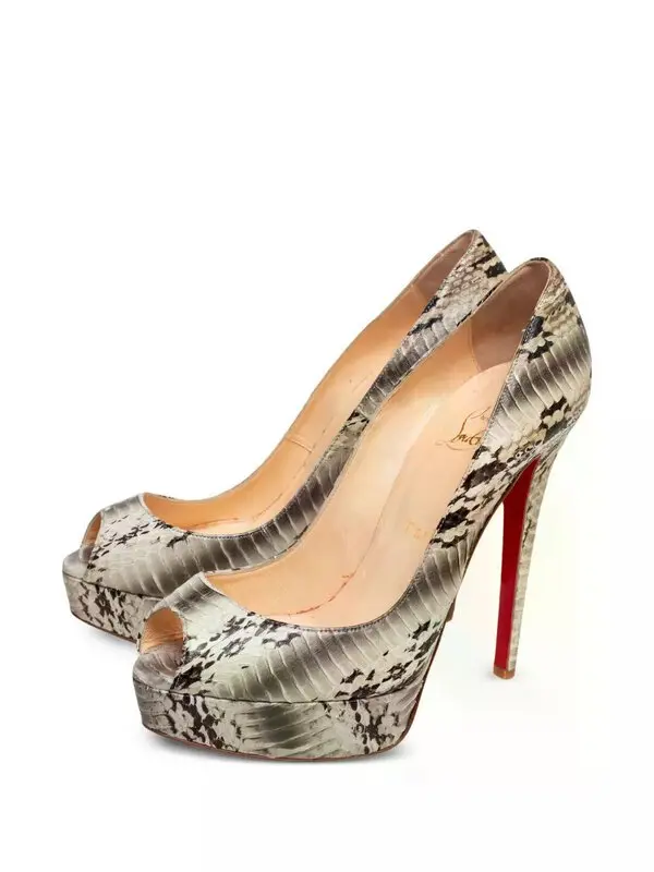 CHRISTIAN LOUBOUTIN Snakeskin Platform Peep-toe Pumps