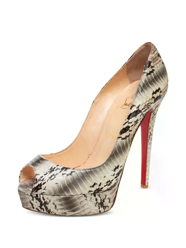 CHRISTIAN LOUBOUTIN Snakeskin Platform Peep-toe Pumps