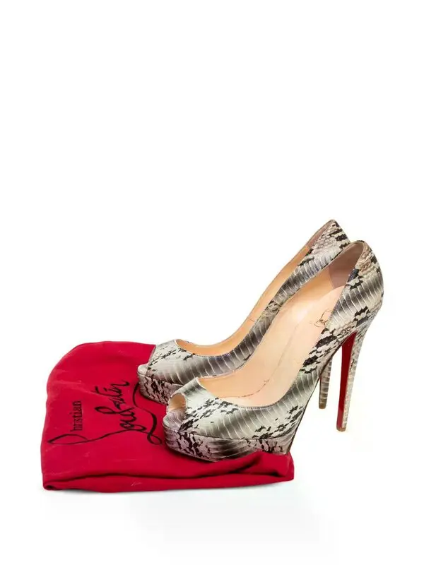 CHRISTIAN LOUBOUTIN Snakeskin Platform Peep-toe Pumps