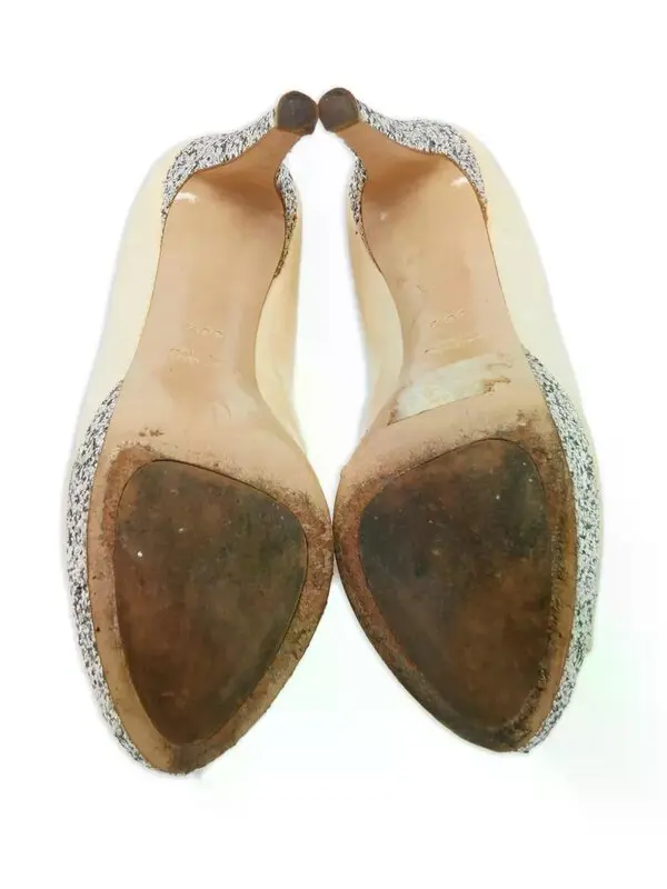 Miu Miu 120mm Patent-leather Glitter Pumps - Neutrals