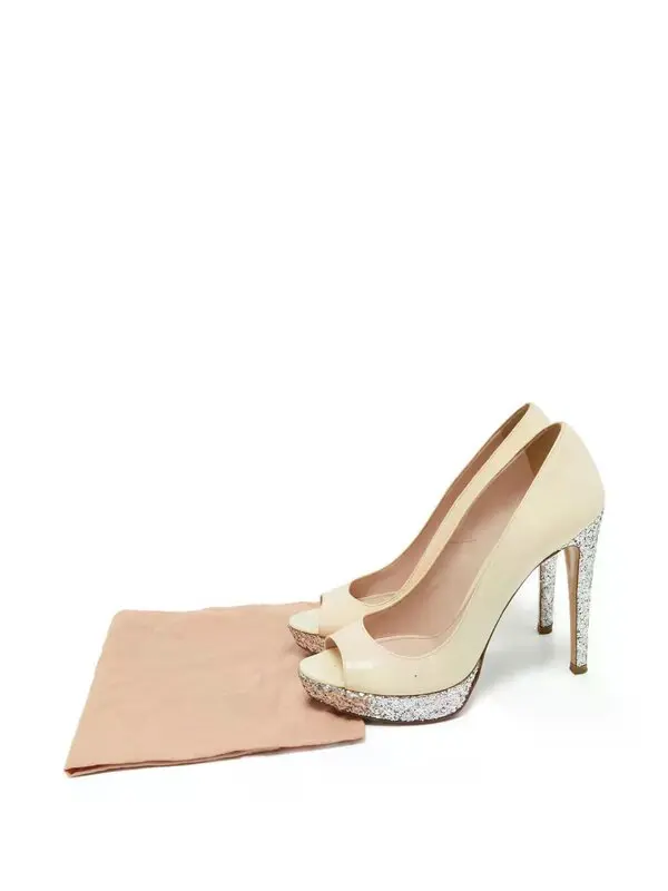 Miu Miu 120mm Patent-leather Glitter Pumps - Neutrals