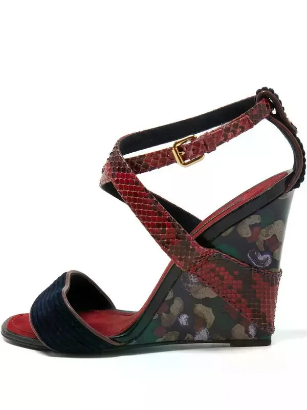 LOUIS VUITTON 105mm Leather Wedge Sandals - Red