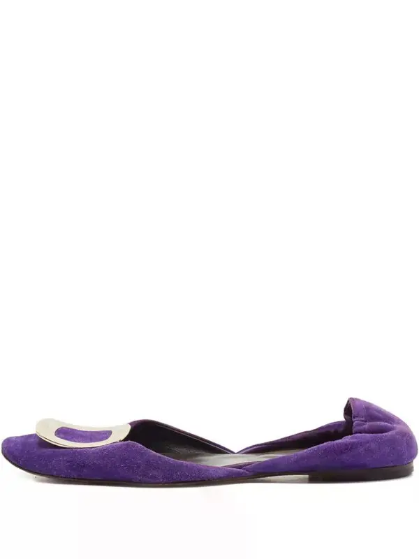 ROGER VIVIER Suede Buckle Ballet Flats - Purple