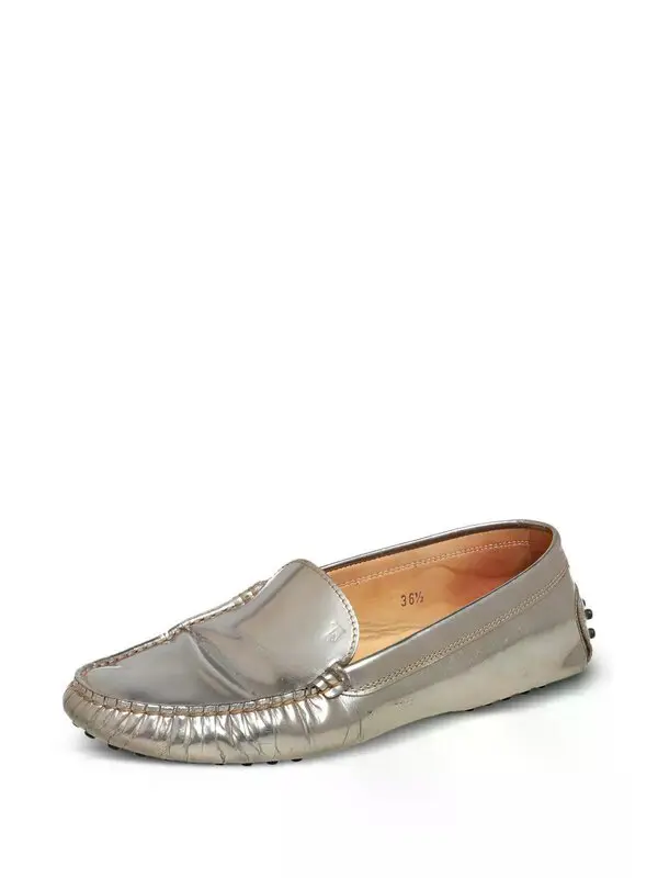 TOD'S Patent Leather Penny Loafers - Grey
