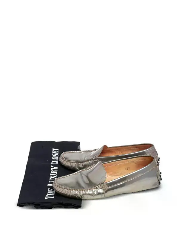 TOD'S Patent Leather Penny Loafers - Grey