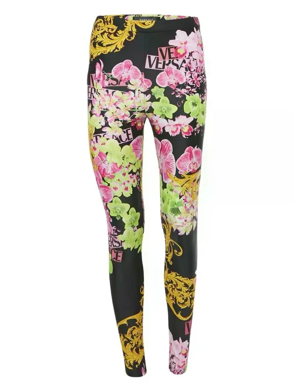 Versace Floral Print Leggings - Black