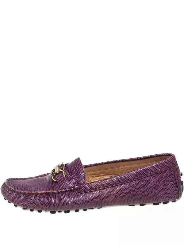 FERRAGAMO Lizard Embossed Leather Loafers