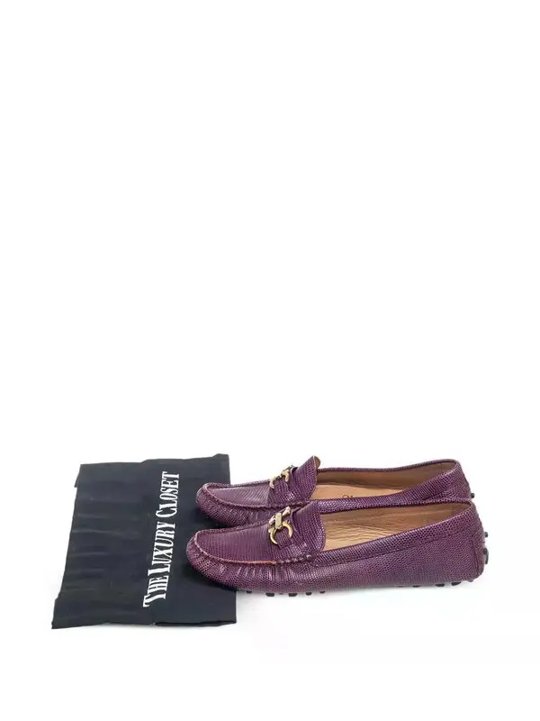 FERRAGAMO Lizard Embossed Leather Loafers