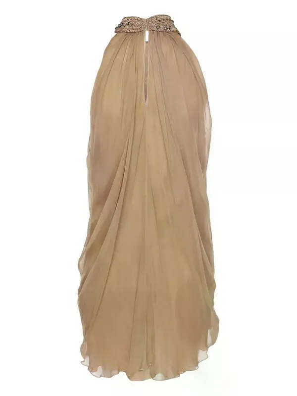Alberta Ferretti Braided Crystal Halter Neck Top
