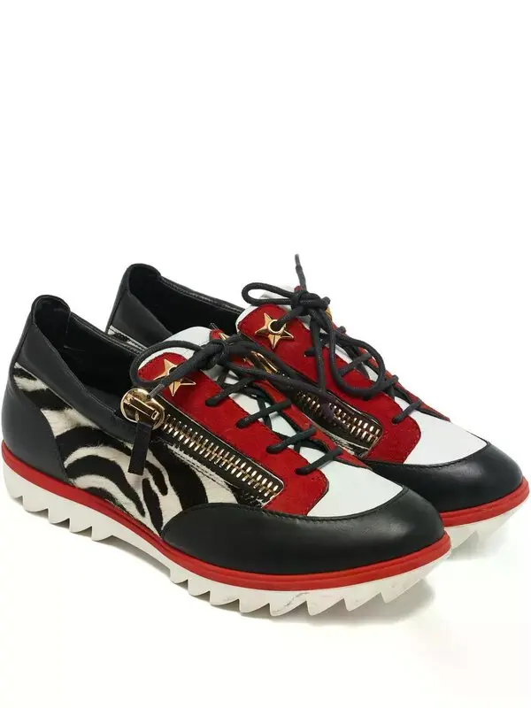 GIUSEPPE ZANOTTI 2016 Zebra Pony-hair Leather Sneakers - Black
