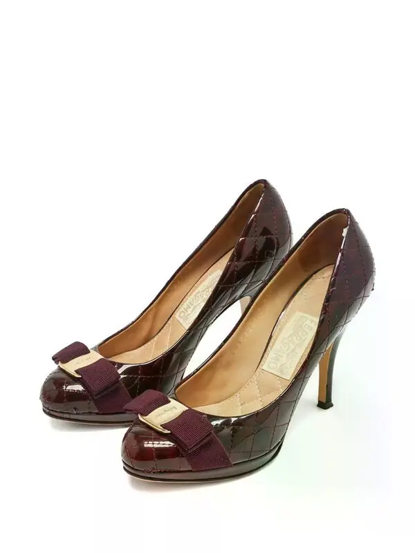 FERRAGAMO 100mm Vara Bow Quilted Pumps - Red