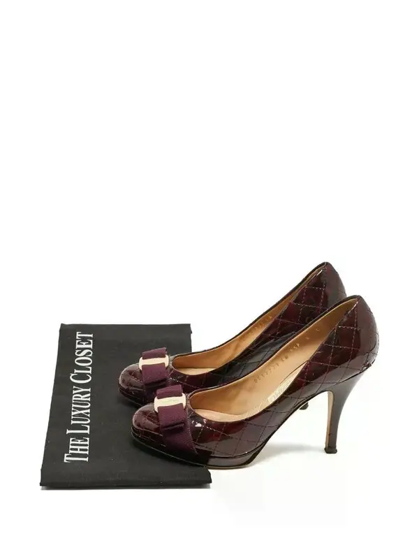 FERRAGAMO 100mm Vara Bow Quilted Pumps - Red