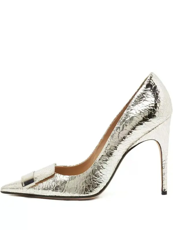 SERGIO ROSSI Croc-embossed Buckle Pumps