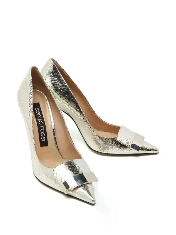 SERGIO ROSSI Croc-embossed Buckle Pumps