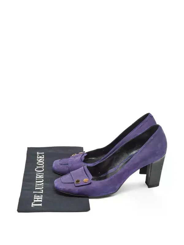 TOD'S Square Toe Suede Block Heel Pumps