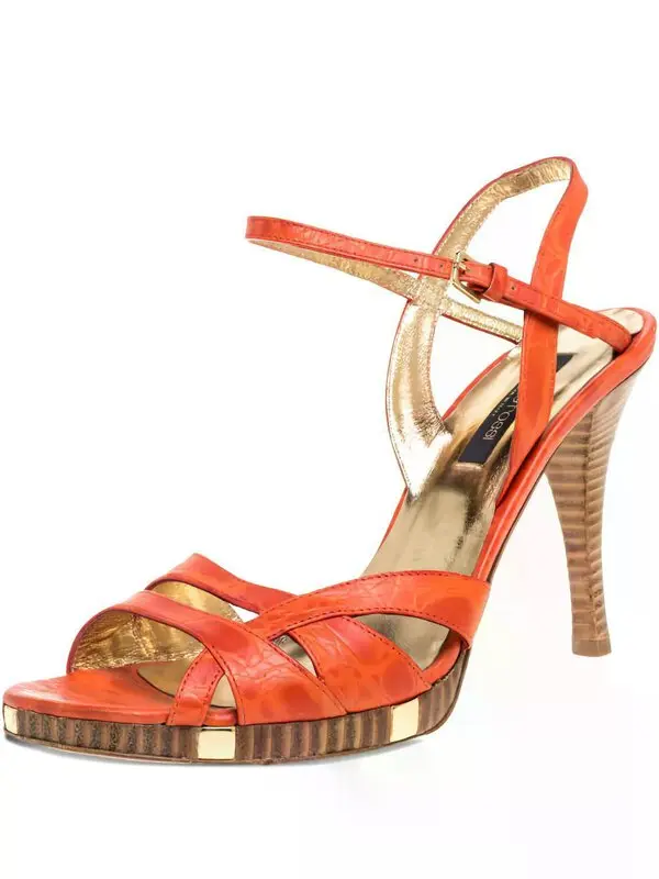 SERGIO ROSSI 100mm Crocodile Embossed Platform Sandals