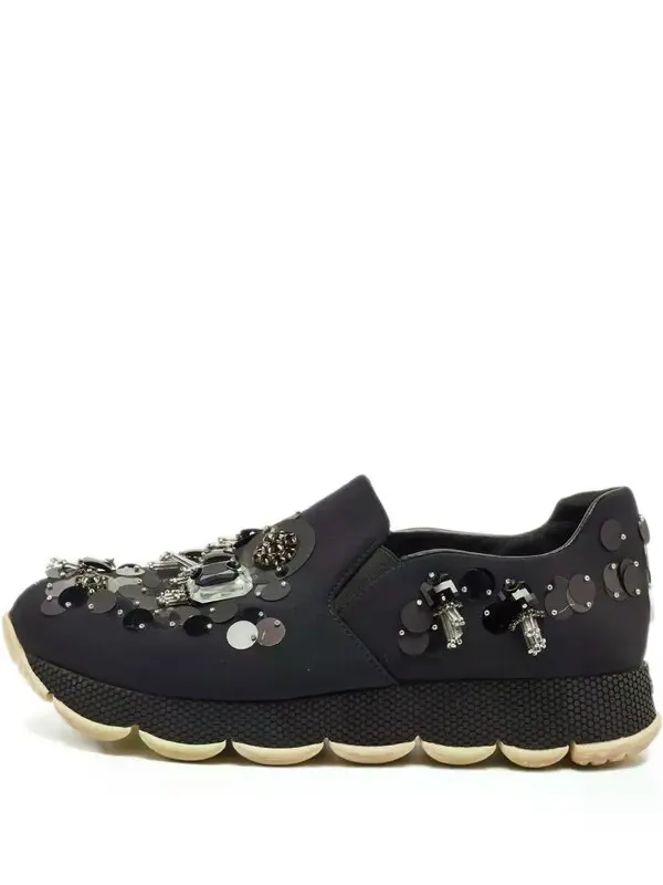 Prada Crystal-embellishment Slip-on Sneakers