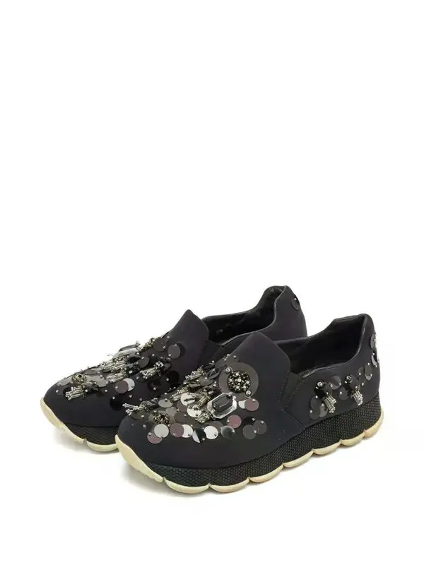 Prada Crystal-embellishment Slip-on Sneakers