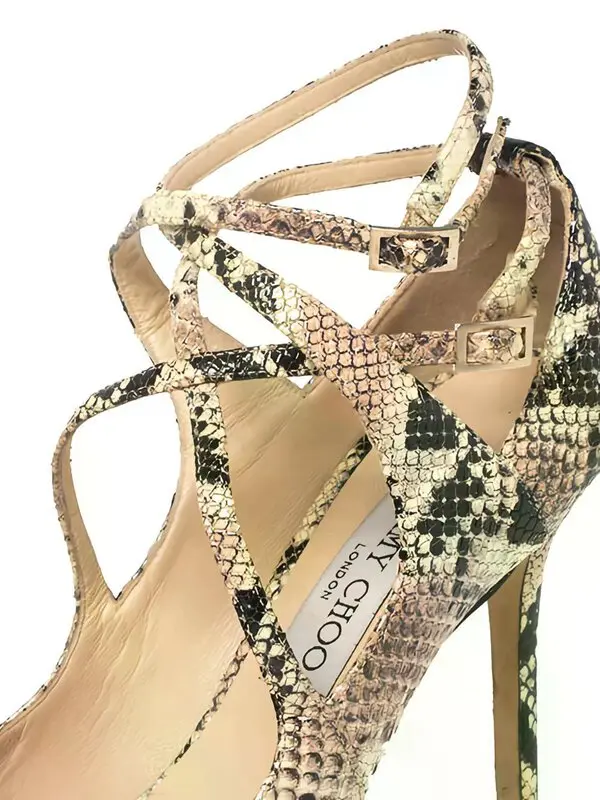 JIMMY CHOO Python Embossed Leather Sandals