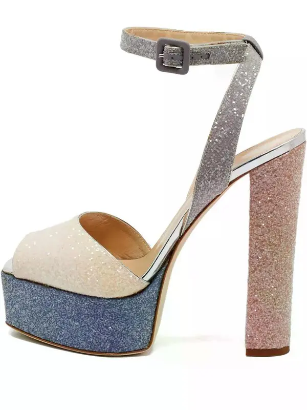GIUSEPPE ZANOTTI Lavinia Glitter Platform Heeled Sandals