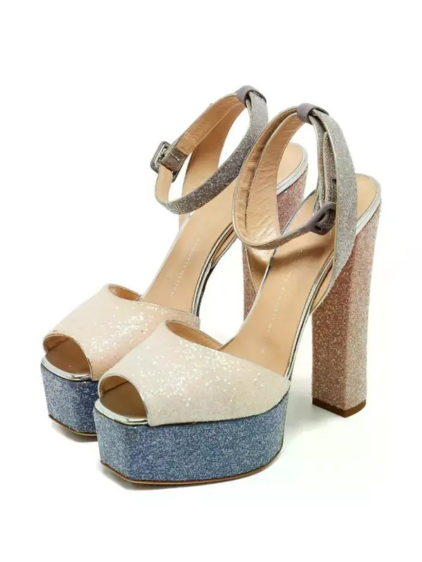 GIUSEPPE ZANOTTI Lavinia Glitter Platform Heeled Sandals
