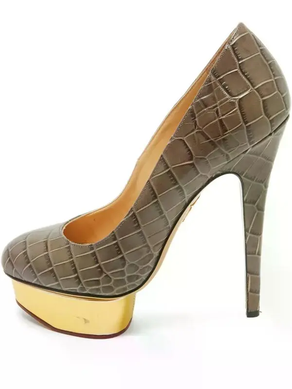 CHARLOTTE OLYMPIA Dolly Croc-embossed Platform Pumps - Brown