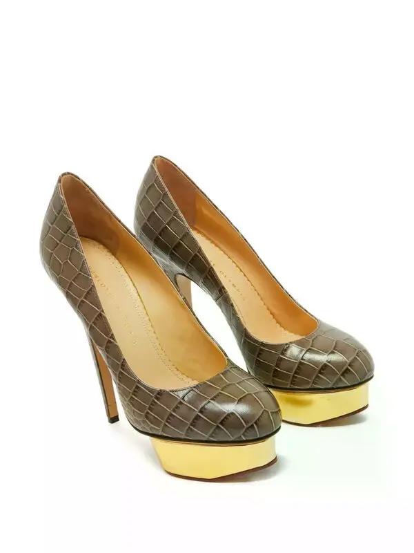 CHARLOTTE OLYMPIA Dolly Croc-embossed Platform Pumps - Brown
