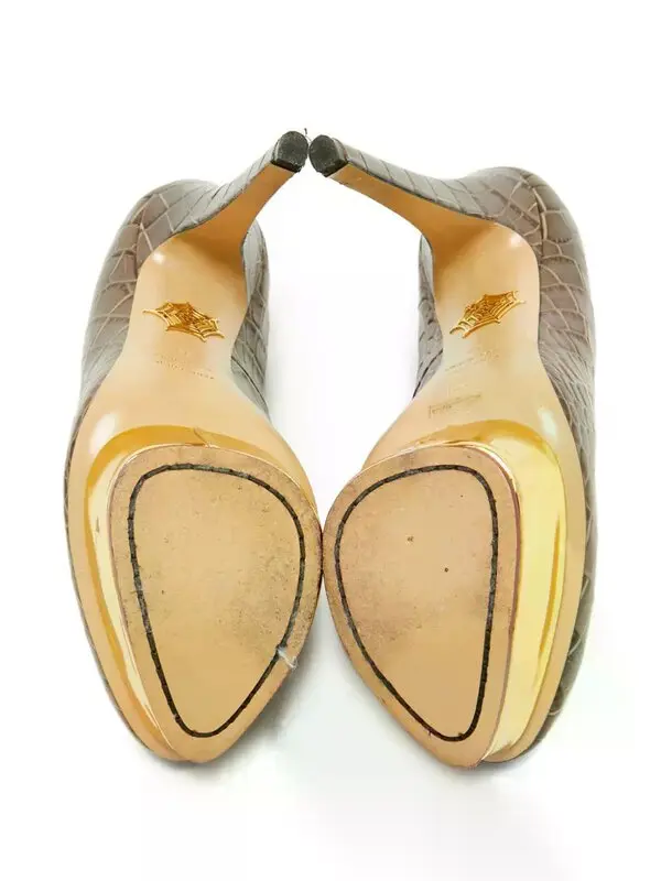 CHARLOTTE OLYMPIA Dolly Croc-embossed Platform Pumps - Brown
