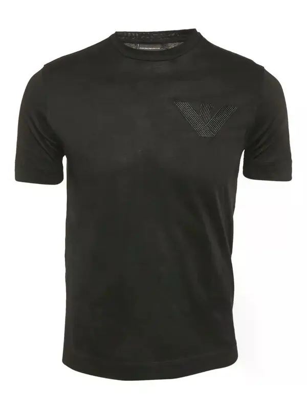 Emporio Armani Logo-embroidery T-shirt - Black
